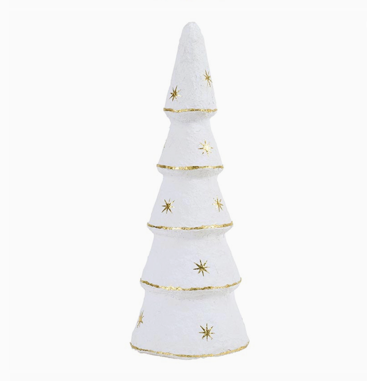 Medium Paper Mache White & Gold Tree | Pressed